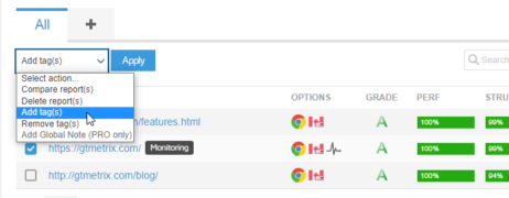 How to Use Tags | GTmetrix