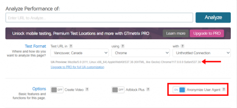 Anonymizing Your User-Agent - GTmetrix