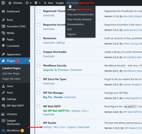 WordPress Optimization Using WP Rocket - GTmetrix
