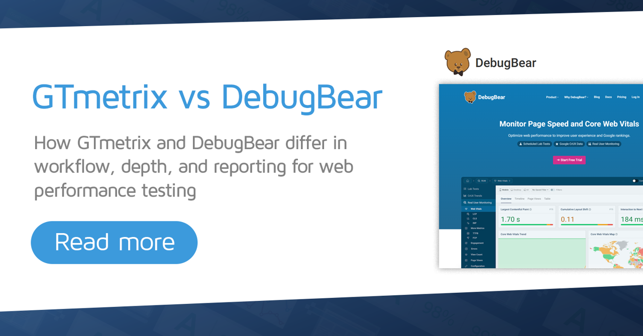 GTmetrix vs DebugBear - GTmetrix